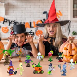 DIYDEC Halloween Building Blocks 12 Style Mini Figures Particles Building Brick Toys for Party Favor Stacking Blocks for Kids Adults Goody Bag Fillers Classroom Prizes Supplies