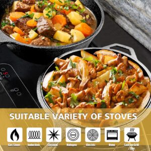 2-in-1 Dutch Oven,Cast Iron Pan(3.4QT) and Cast Iron Skillet(1.6QT) Unite,Cast Iron Pan with Lid,Preseasoned Cast Iron Pots and Pans Set,All-in-One Cast Iron Cookware Set for camping lodge or RV…