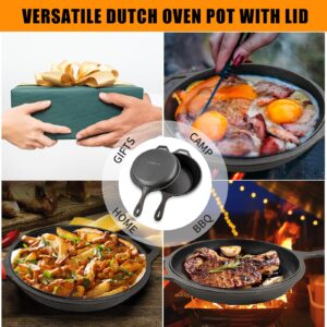 2-in-1 Dutch Oven,Cast Iron Pan(3.4QT) and Cast Iron Skillet(1.6QT) Unite,Cast Iron Pan with Lid,Preseasoned Cast Iron Pots and Pans Set,All-in-One Cast Iron Cookware Set for camping lodge or RV…