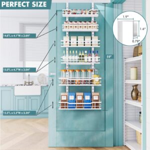 Eastherry Over The Door Pantry Organizer，6-Tier Over The Door Organizer with Adjustable Basket，Metal Hanging Pantry Organizers and Storage for Kitchen, Back of Door Seasoning Rack (White)