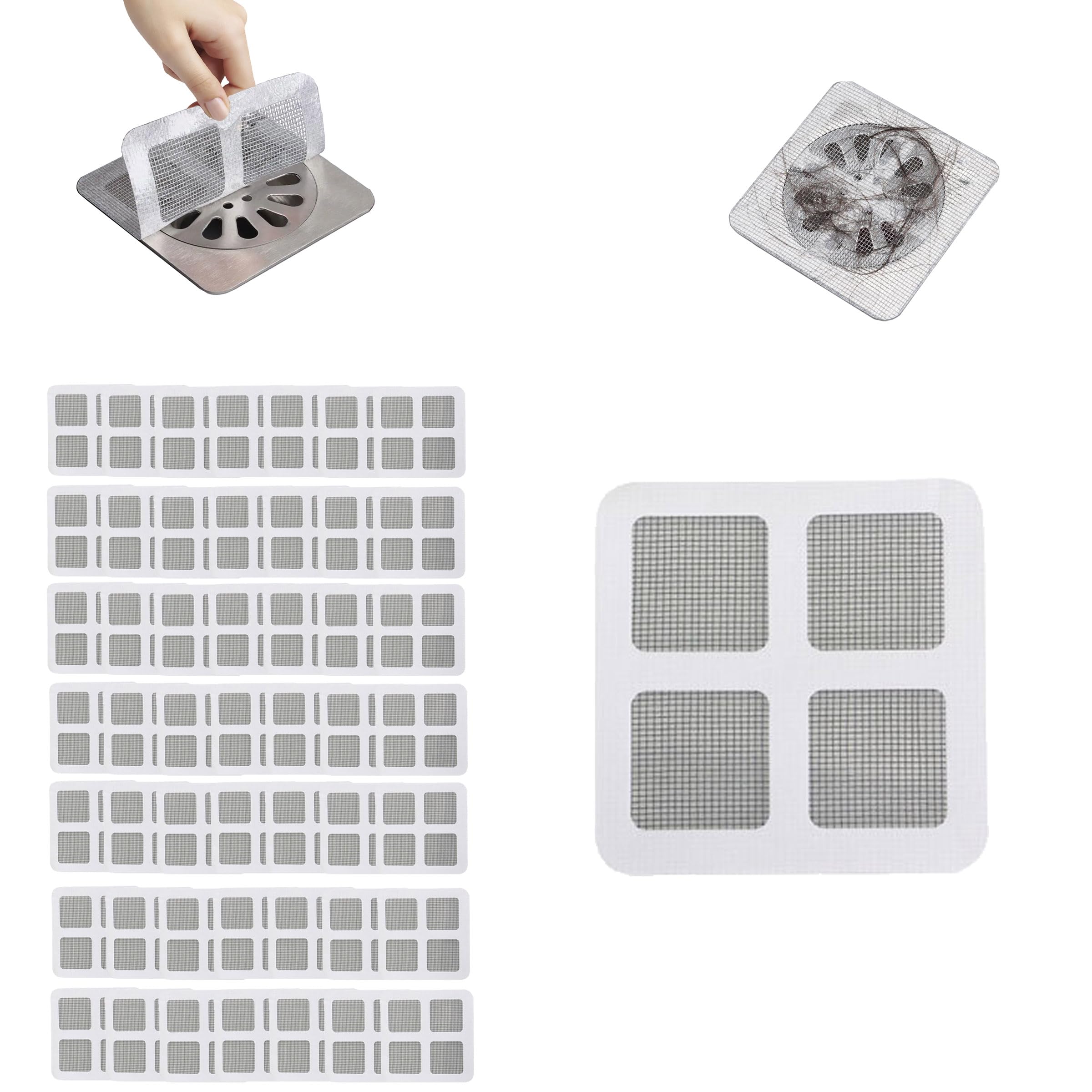 50pcs 4" X 4" Disposable Shower Drain Cover,Bathroom Hair Catcher,Drain Mesh Cover Strainer for Laundry Bathtub Kitchen and Sink