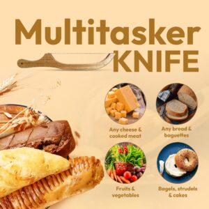 KitchenClick 16" Bread Knife for Homemade bread, Wooden Bread Bow Knife 3 Extra Stainless Steel Serrated Blades, Bread Saw Slicer sourdough Bread knife