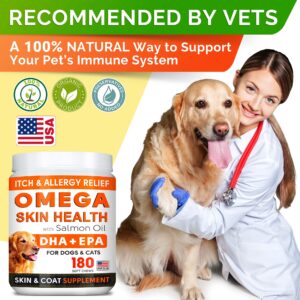 STRELLALAB Omega 3 for Dogs - (540Ct) Fish Oil Treats - Allergy & Itch Relief Skin&Coat Supplement - Dry Itchy Skin, Shedding, Hot Spots Treatment, Anti Itch - Pet Salmon Oil Chews - Chicken Flavor