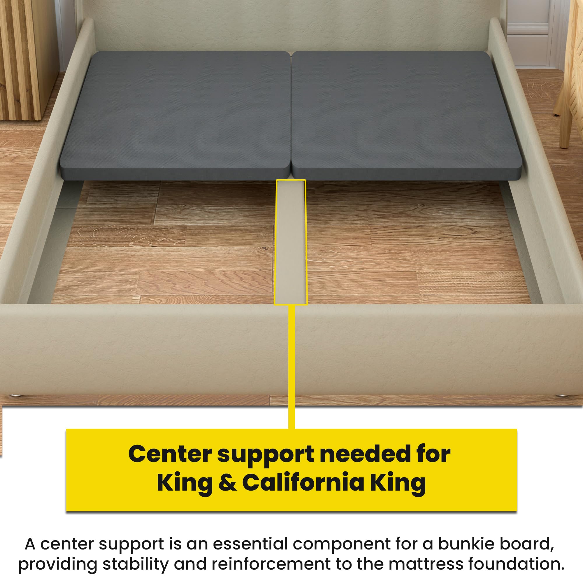 Continental Mattress, 1.5-Inch Split Bunkie Board for Mattress/Bed Support - Fully Assembled, Improved Comfort and Support, King(Fold), Grey