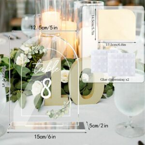 ZCPTZ Acrylic Wedding Table Number 1-20 with Stand,5" x 7" Clear Arch Acrylic Table Numbers Sign and Holder Sign Place Cards Perfect for Wedding Centerpiece, Party, Anniversary, Event