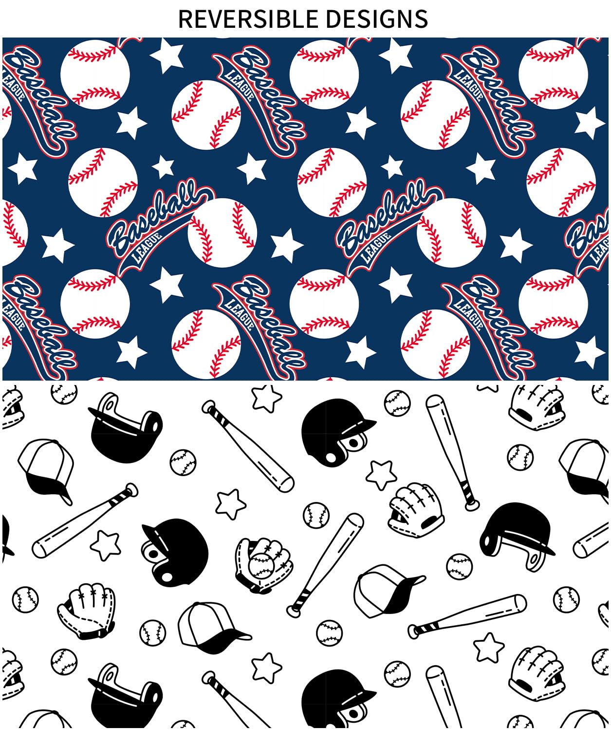 CAMKUZON Reversible Baseball Wrapping Paper for Birthday Celebration Party - 3 Large Sheets Cartoon Baseball Sports Themed Gift Wrap Paper - 27 Inch X 39.4 Inch Per Sheet