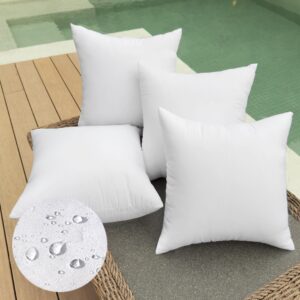 qswrd 20 x 20 outdoor pillow inserts pack of 4 large throw pillow inserts waterproof patio furniture pillows decorative porch couch pillows premium white square sofa cushion sham stuffer