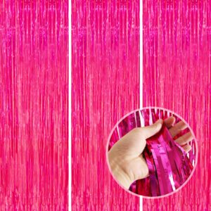 3-pack pink backdrop party decorations tinsel curtain party backdrop pink birthday decorations photo booth streamer backdrop pink theme bachelorette graduation party decorations