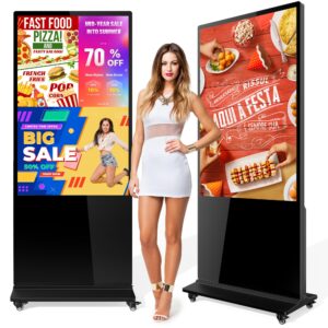 antfraer 55inch digital signage floor-standing 4k digital signage kiosk, touch screen totem for indoor lcd advertising display, android 11.0 os with wifi & uhd inputs digital signage displays