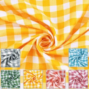 pson 96" wide checkered gingham fabric, lightweight polyester poplin fabric for diy crafts, wall decor fabric, sewing, yellow - 1 yard