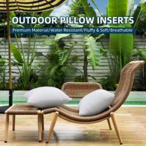 QSWRD 16 x 16 Outdoor Pillow Inserts Pack of 4 Small Throw Pillow Inserts Waterproof Patio Furniture Pillows Decorative Porch Couch Pillows Premium White Square Sofa Cushion Sham Stuffer