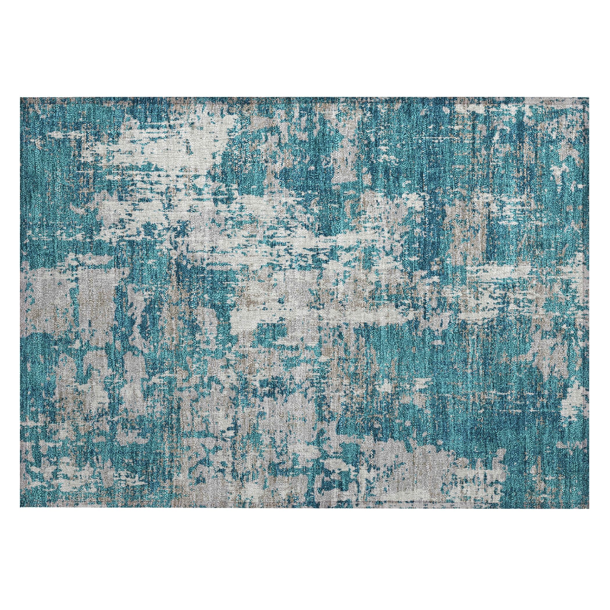 Addison Rugs Chantille ACN1008 Teal 1'8" x 2'6" Indoor Outdoor Area Rug, Easy Clean, Machine Washable, Non Shedding, Bedroom, Entry, Living Room, Dining Room, Kitchen, Patio Rug