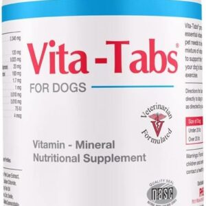 Vita-Tabs - Essential Vitamins, Minerals, Nutrients - Health Supplement for Dogs - Support Immune System, Bones - Liver Flavored - 250 Chewable Tablets