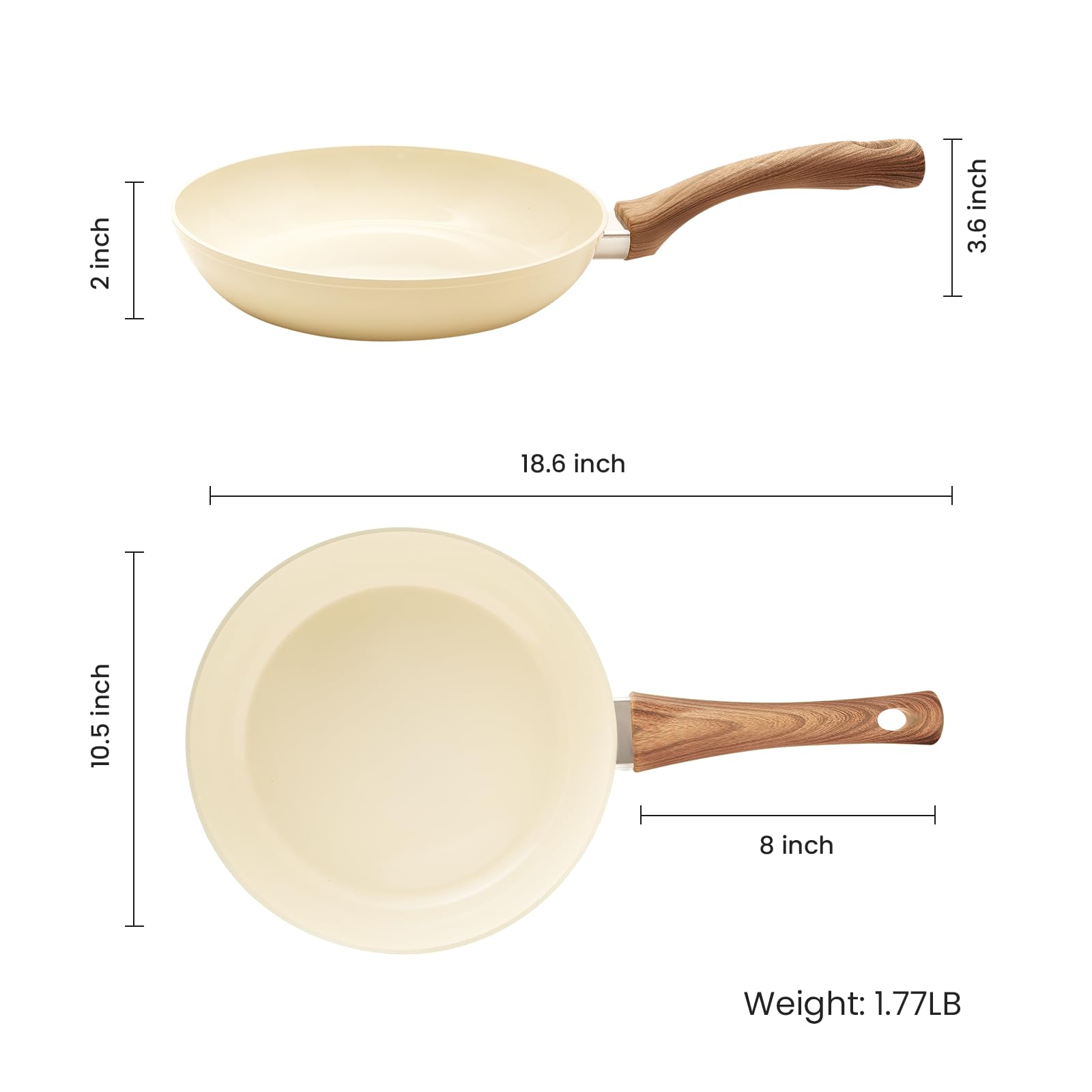 ZHANG XIAO QUAN SINCE 1628 Frying Pan 10", Aluminium Nonstick Skillet, Ceramic Coating pan, Cream White Nonstick Pan, Omelette Pans for Induction, Electric Stove and Gas Cooktops