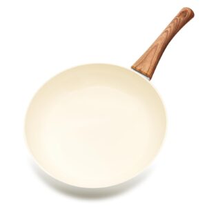 zhang xiao quan since 1628 frying pan 10", aluminium nonstick skillet, ceramic coating pan, cream white nonstick pan, omelette pans for induction, electric stove and gas cooktops