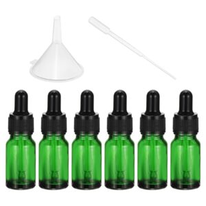 patikil 10ml glass dropper bottle, 6pcs leakproof eye dropper essential oils sample liquid container with pipettes funnel for storage home travel, green