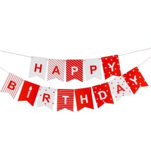 birthday banner red white happy birthday party decorations birthday supplies