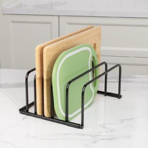 AKSONMN Metal Black Cutting Board Organizer Rack - Perfect Stand for Cutting Boards, Baking Sheets, Cookie Pans, and Bakeware - Ideal for Kitchen Cabinet & Countertop Storage