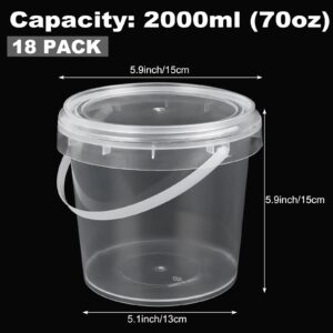 18 PCS 70 oz Slime Containers with Lids and Handles, Plastic 2000ml Storage Bucket Containers, Clear Slime Storage Case for Slime DIY Art Craft, Pigment, Small Tools, Part Material