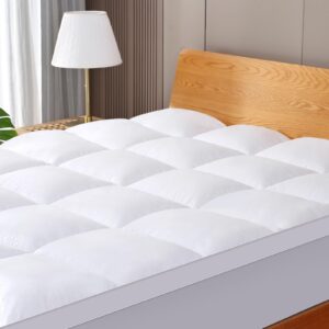 valuxe queen mattress topper cooling pillow top fitted mattress pad cover extra thick bed topper down alternative soft mattress protector for back pain relief with 8-21 inch deep pocket