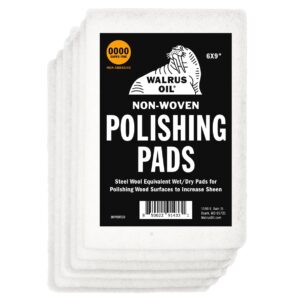 walrus oil - non-woven sanding/polishing pads for woodworking and metal buffing, size 6"x9" - pack of 10 (0000 non-abrasive)