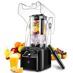 senlee professional commercial blender for kitchen with soundproof shield, 2200w, 80oz, 15 speeds, professional-grade power, quiet countertop blender for smoothies, self-cleaning, black