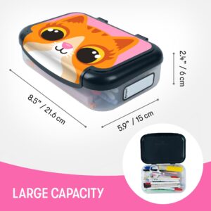 ZIPIT Large Recycled Plastic Pencil Box for Girls, Pencil Case for School, Organizer Pencil Bag, Large Capacity Pencil Pouch (Kitty)