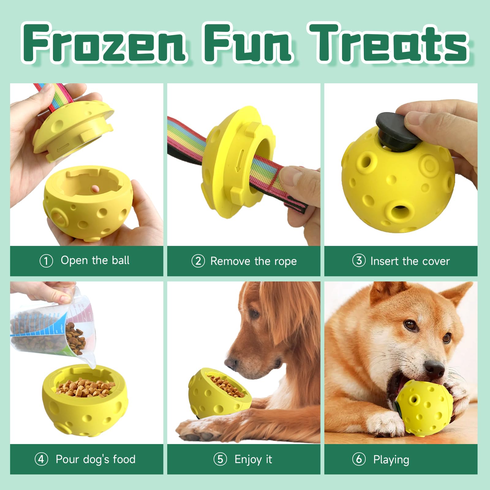 Baitedelai Dog Chew Toys,Treat Tray for Frozen Dog Food,Long-Lasting Durable Fillable Dog Treat Dispensing Dog Toy,Freezable Fillable Rubber Dog Toys with Silicone Treat Tray (Yellow&Treat Mold)