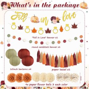 Fall in Love Bridal Shower Decorations Fall in Love Bachelorette Party Supplies for Fall Wedding Decor Bride to Be Thanksgving Decorations Engagement Party with Paper Pompoms Tassels and Lanterns