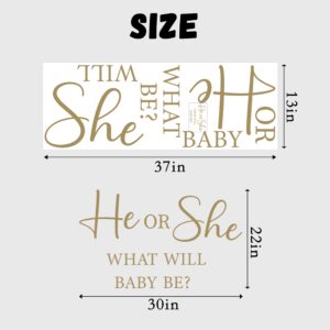 ZAIBIANHAO HE or SHE What Will Baby Be Gender Reveal Party Decal - Gender Reveal Party Decorations,Boy or Girl Baby Shower Backdrop Sign,He or She Baby Shower Decal (HE or SHE Baby Decal)