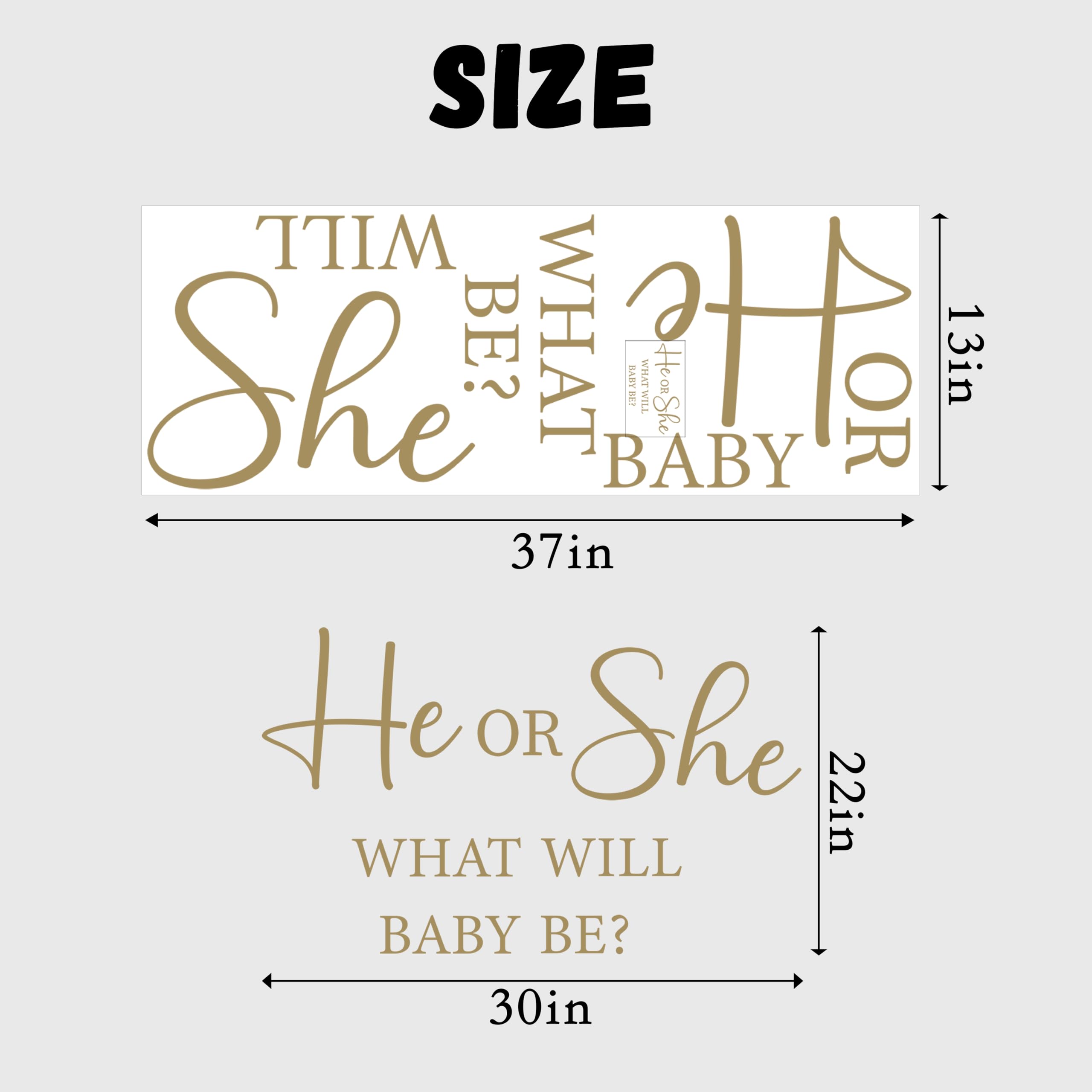 ZAIBIANHAO HE or SHE What Will Baby Be Gender Reveal Party Decal - Gender Reveal Party Decorations,Boy or Girl Baby Shower Backdrop Sign,He or She Baby Shower Decal (HE or SHE Baby Decal)