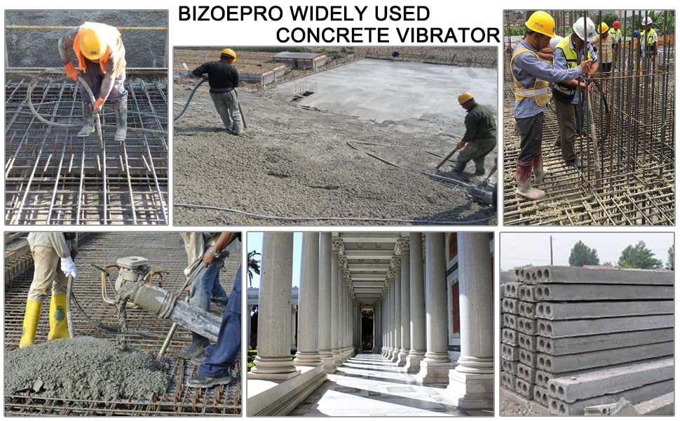 BIZOEPRO HandHeld Electric Concrete Vibrator 1600W 2HP 18000rpm 14-3/4 feet 4.5M Long Shaft Concrete Vibrating Tool Portable Construction Pencil Power Concrete Vibrators Remove Air Bubbles Level Tool