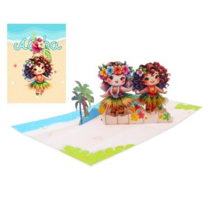 heartpop hula dance pop up card, handmade 3d greeting card for all occasion, birthday, thinking of you, anniversary, thank you