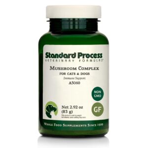 standard process mushroom complex for dogs & cats - immune support supplement with bovine colostrum - lion's mane extract powder for dog & cat immune support - essential aid for pet health - 2.92 oz