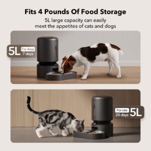 PETLIBRO Automatic Cat Feeder for 2 Cats, 5G WiFi Cat Food Dispenser with APP Remote Feeding, 5L Timed Automatic Dog Feeder, 1-10 Meals/Day, 10s Meal Call, Dual Trays Pet Feeder for Cat, Dog