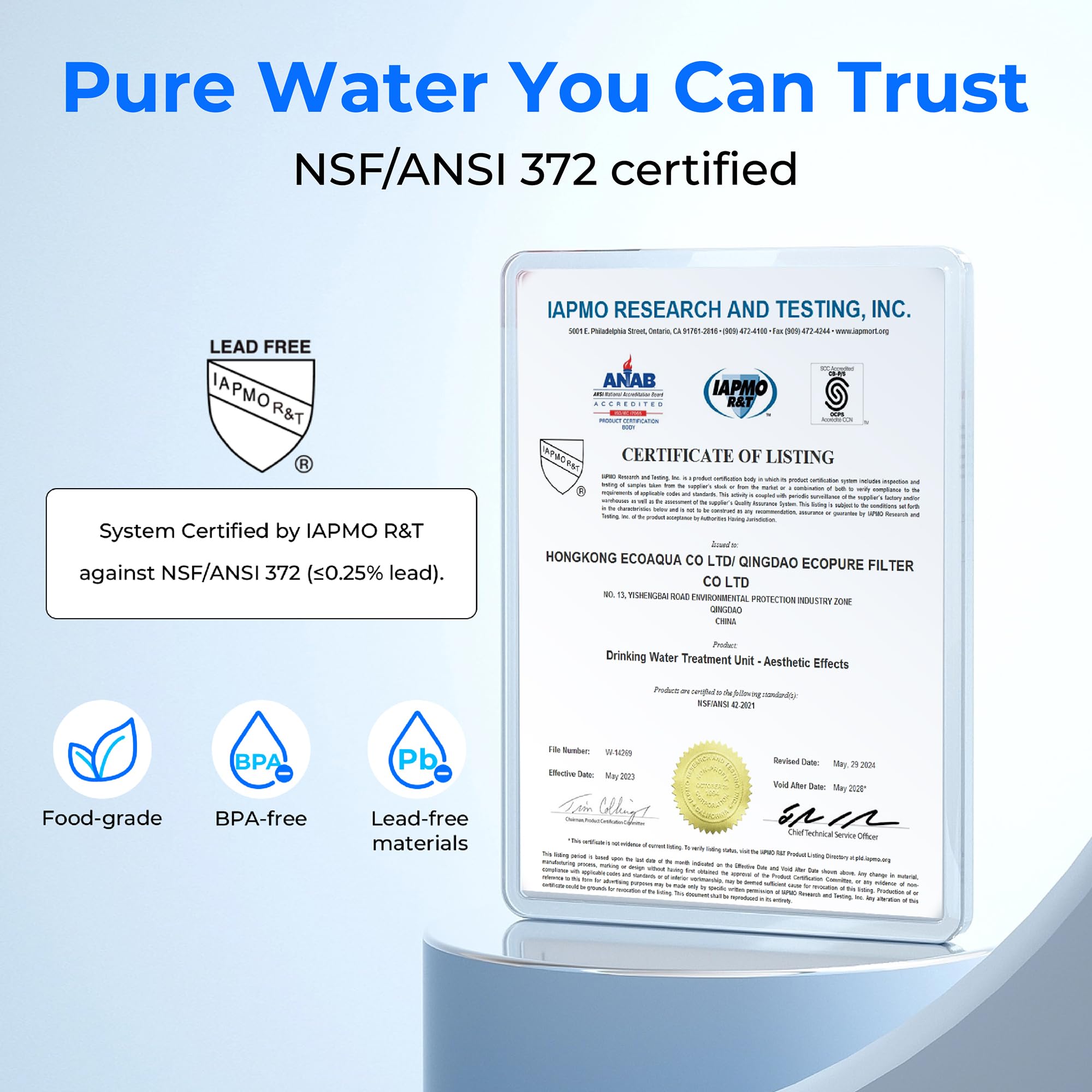 Waterdrop UA-5Y 5 Years Under Sink Water Filter System, Ultra Long Life, Reduces Lead, Chlorine, Bad Taste & Odor, Under Counter Water Filter Direct Connect to Kitchen Faucet