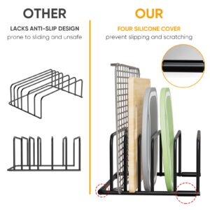 AKSONMN Metal Black Cutting Board Organizer Rack - Perfect Stand for Cutting Boards, Baking Sheets, Cookie Pans, and Bakeware - Ideal for Kitchen Cabinet & Countertop Storage