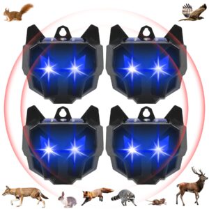 2024 upgraded animal repellent outdoor,solar deer repellent devices coyote deterrent racoon repellent outdoor predator lights for chicken coop yard farm garden (4, blue)