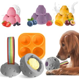 baitedelai dog chew toys,treat tray for frozen dog food,long-lasting durable fillable dog treat dispensing dog toy,freezable fillable rubber dog toys with silicone treat tray (gray&treat mold)