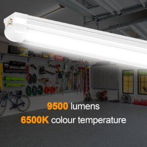 ONLYLUX 8ft LED Shop Lights, 8 Foot Led Lights,72w 9500LM 6000K LED, 96'' T8 Integrated LED Tube, Linkable Led Bulbs for Garage, Warehouse, v Shape Clear Lens (10 Pack)