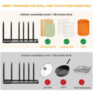 AKSONMN Metal Black Cutting Board Organizer Rack - Perfect Stand for Cutting Boards, Baking Sheets, Cookie Pans, and Bakeware - Ideal for Kitchen Cabinet & Countertop Storage