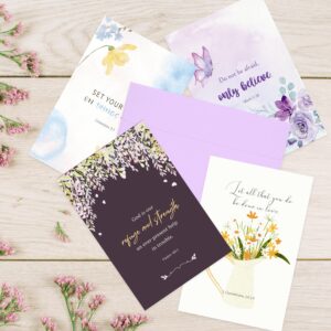 Nihuecne 24 Pack Floral Christian Thinking of You Cards with Self-adhesive Envelopes, 4"x6" Boxed Blessing Religious NoteCards with Sentiments Inside, 24 Bible Verses, 24 Desiqns