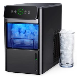 silonn ice maker coutertop machine - portable ice cube maker, 20lbs of bullet ice per day, 6 ice cubes in 6 mins, visible water level window, stainless steel, ideal for kitchen, office, camping