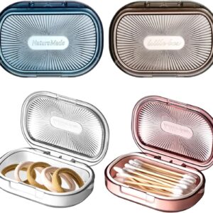 DDBONE 4 Pcs Hair Tie Container Small Portable Travel Cotton Swab Holder Flosser Dispenser with Lid Plastic Box Beads Storage Containers for Small Items, 3.94 x 2.76 Inch