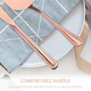 Yoption Personalized Cake Cutting Set for Wedding, Custom Stainless Steel Cake Knife and Server Set, Vintage Pie Cake Cutter Serving Set for Bridal Anniversary Birthday Graduation Gift (Rose Gold)