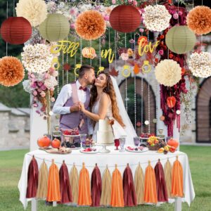 Fall in Love Bridal Shower Decorations Fall in Love Bachelorette Party Supplies for Fall Wedding Decor Bride to Be Thanksgving Decorations Engagement Party with Paper Pompoms Tassels and Lanterns