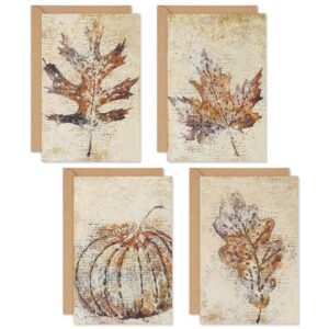 whaline 32 pack fall leaves thank you cards vintage maple leaf pumpkin greeting cards with envelope stickers blank note cards for autumn harvest thanksgiving holiday, 4 x 6 inch