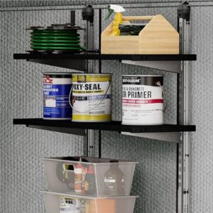 Keter 40 Inch Upright All Weather Easy Assembly Steel Reinforced Utility Storage Shed Shelf Kit with Heavy Duty Brackets and Rails, Black