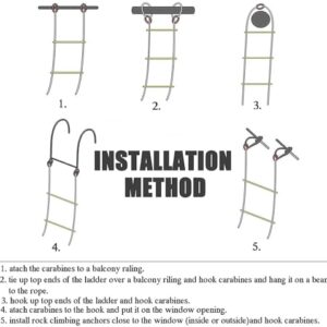 Rescue Ladder - Reusable Emergency Ladders, Safety Escape Rope Ladder, for 2-3 Story Home Window Balcony Railing Treehouse (Size : 8M)