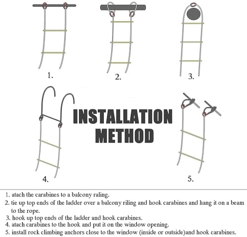 Rescue Ladder - Reusable Emergency Ladders, Safety Escape Rope Ladder, for 2-3 Story Home Window Balcony Railing Treehouse (Size : 8M)